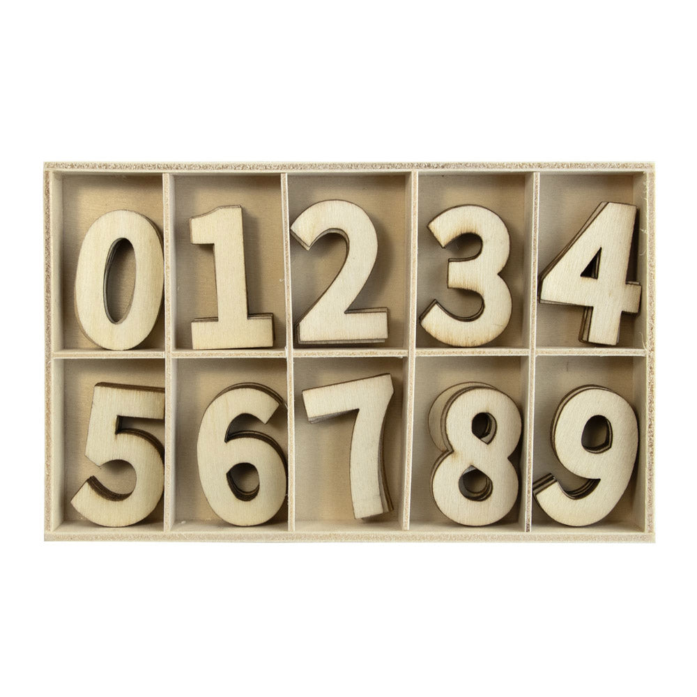 Plywood Number Set in Tray 50pcs - His Gifts